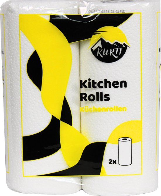 KURTT Keukenrol 32 rollen per zak - 2-laags cellulose wit, 50 vellen ...