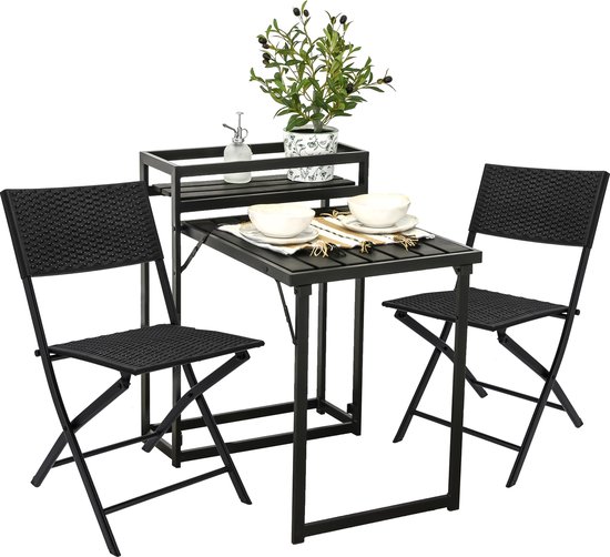 MEUBILAIR VOOR BALKON TUIN TERRAS opvouwbare set SET Tafel 2 stoelen | bol