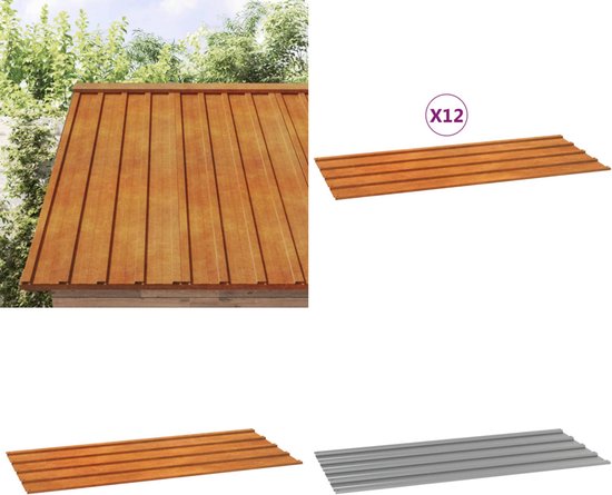 vidaXL Dakpanelen 12 st 100x44 cm cortenstaal roestig - Dakpaneel ...