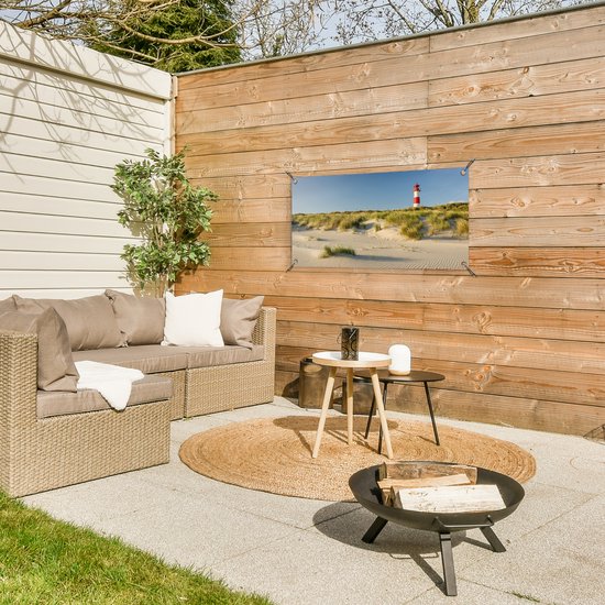 Tuinposter 80x40 cm - Tuindecoratie Vuurtoren - Strand - Landschap - Duinen - Poster... | bol