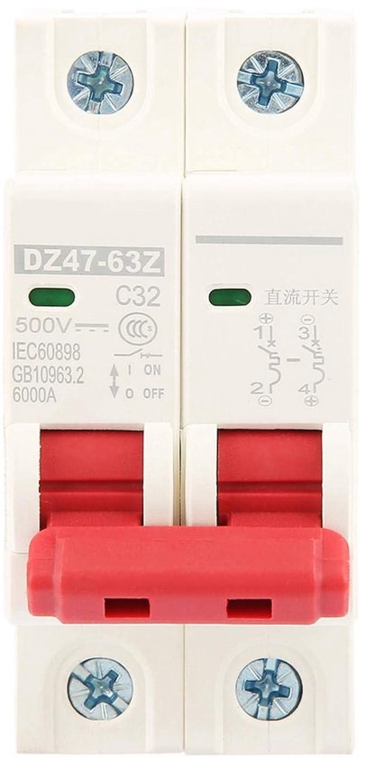 2P DC 500V 32A Photovoltaic Miniature Circuit Breaker Universal MCB Safety Breaker... | bol