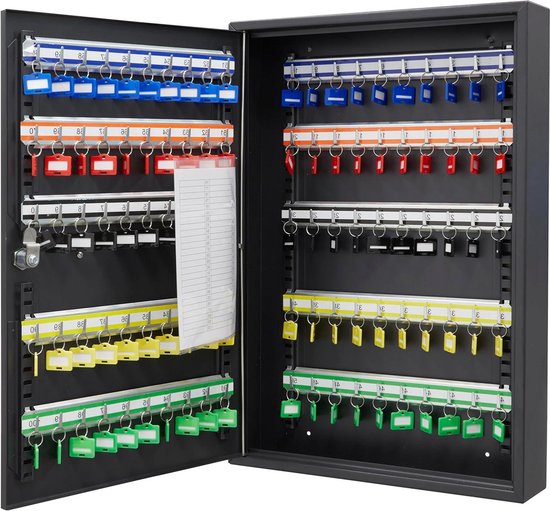 Sleutelkast met 100 verstelbare haken - stalen sleutelbox met IP65 ...