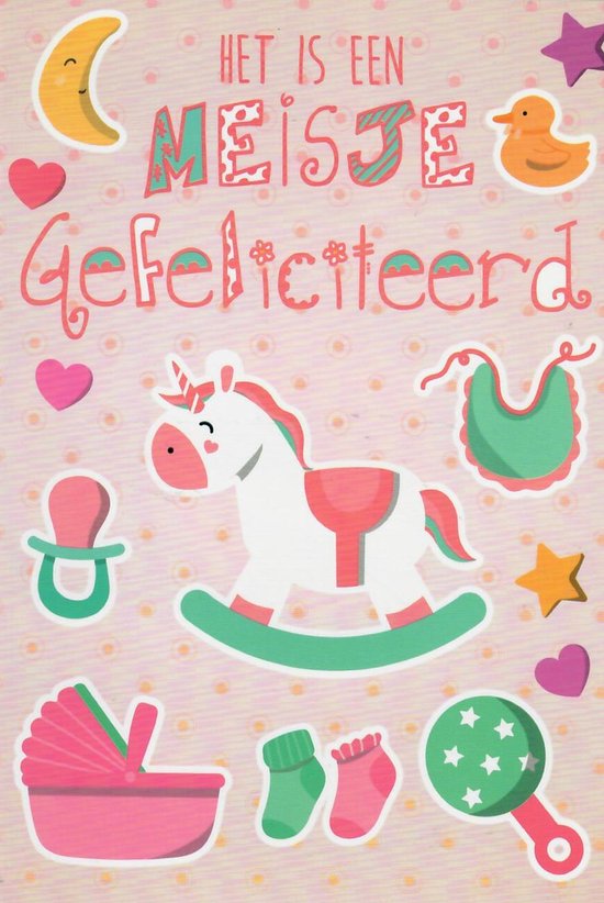 Wenskaart | 10 stuks | Het is een meisje gefeliciteerd! | bol