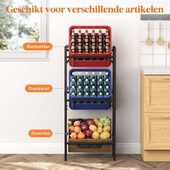 BIRONY® Krattenrek 3 Kratten - Krantenbak - Opbergrek Metaal ...