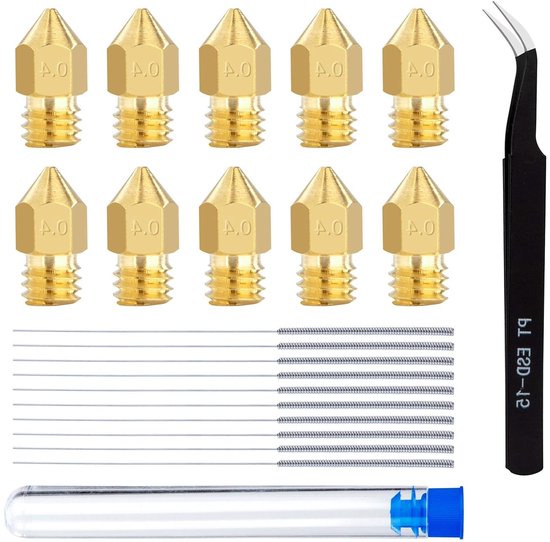 3D-printersproeiers extruder messing mondstuk 0,4 mm met pincet en naaldreiniging -... | bol