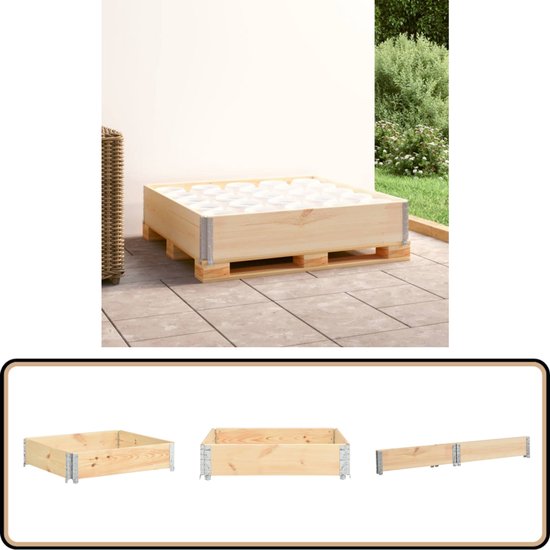 vidaXL Palletopzetrand - 100x100 cm - Massief Grenenhout Pallet Kraag ...