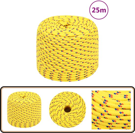 vidaXL Boottouw 6 mm 25 m Geel Polypropyleen Scheeps Touw - Polyester ...