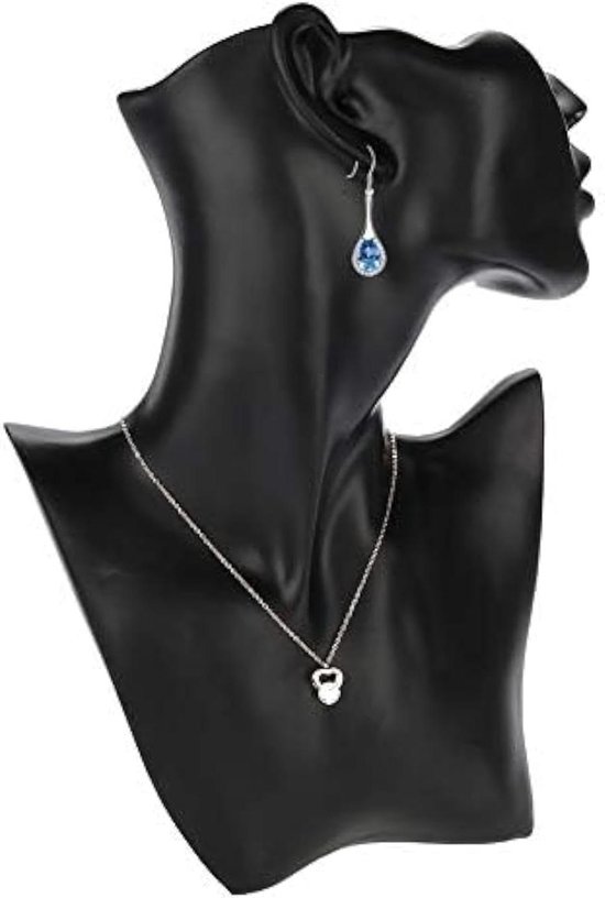 Sieraden Model Bust Halsketting Oorbellen Display Stand Zwart Hars ...
