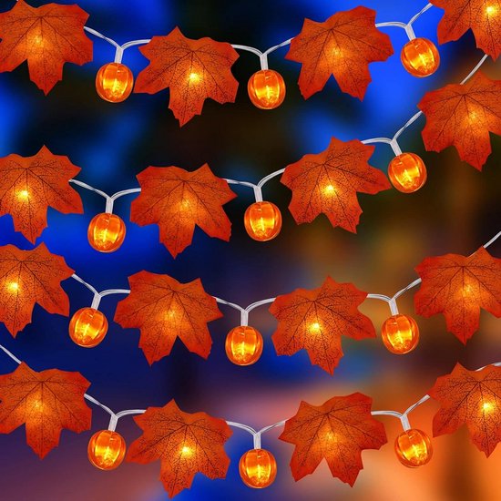 Maple Leaf String Lights Fall Decoraties met LED Pompoen Waterdichte ...