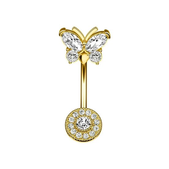 Vlinder Navelpiercing - Goudkleurige Navelpiercing - Belly Button ...