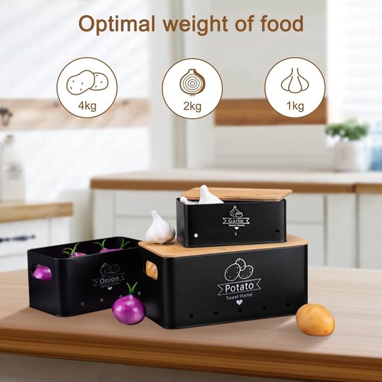 Storage Boxes Set - Set of 3 Potato, Onion, and Garlic Storage Containers for Storing... | bol