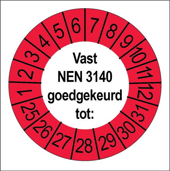 buiten rand Rood | Vast NEN 3140 Goedgekeurd Keuringsstickers | 50 stuks (10 strips) |... | bol