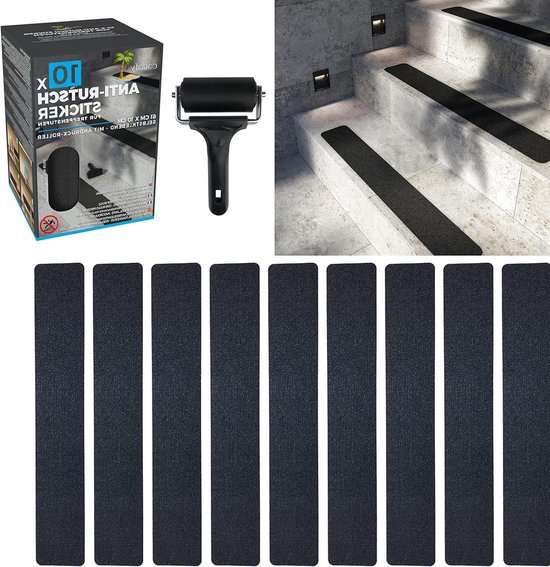 Anti-Slip Stickers voor Trappen Buiten - Sterke Grip - 10 Stuks - Zwart ...