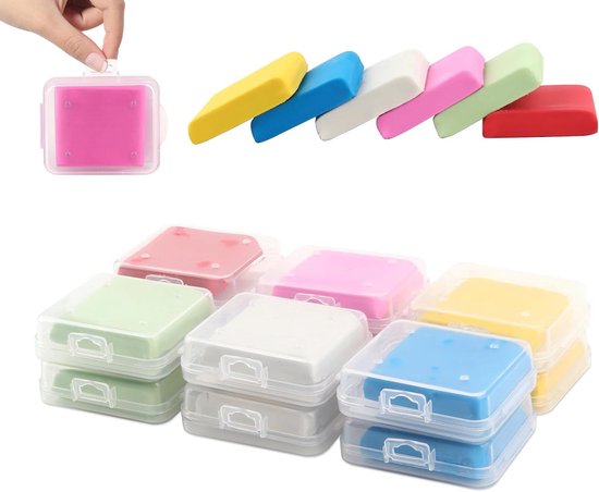12 stuks kneedgummen - 35 cm - 6 kleuren - schetsteken - kneedbare gum ...