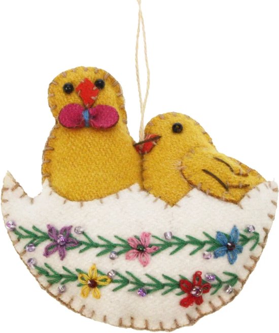 Kuikens in witte ei, vilt 8x2x8,5cm | bol