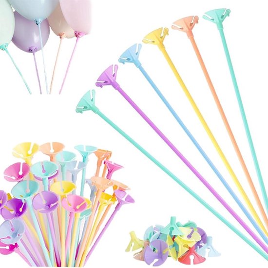 Opblaasbare ballon stangen - 50 stuks, herbruikbare ballonhouder voor ...