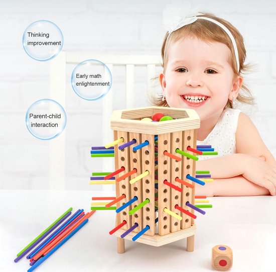 Sticks Dice Game - Wooden Tower Board Games Fine Motor Skills Counting ...