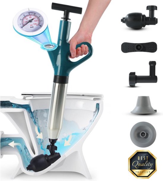 Professionele Luchtdruk Pomp Ontstopper - 4 Ontstoppingskoppen ...