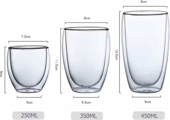 8 stuks dubbelwandige glazen - Set van 8 ( 250 ml) | bol