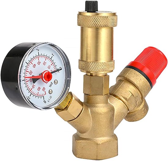 Messing Boiler Valve DN25 3-6Bar Verstelbare Relief Valve met Manometer ...