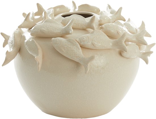 Light & Living - Vaas FISH - Ø40x27cm - Wit | bol