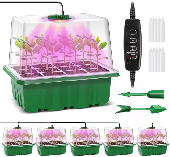 Zaaitrays met kweeklamp - 5-pack kweekbak - Moestuin Kweekkas - Met ...