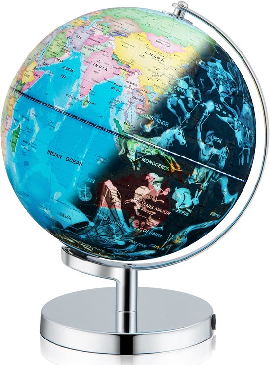 COSTWAY 23 cm lichtgevende wereldbol, wereldbol verlicht, leerlingglobe ...