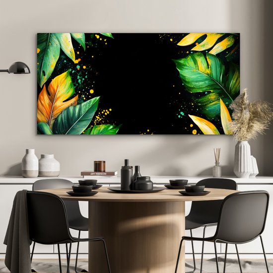 Aluminium schilderij 120x60 cm - Wanddecoratie metaal - Bladeren ...