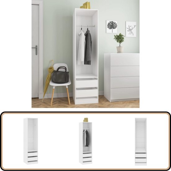 vidaXL Kledingkast - 50x50x200 cm - Bewerkt hout - Wit Kledingkast ...