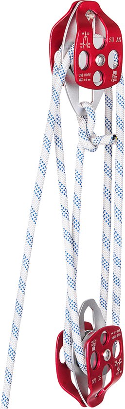 VEVOR Dubbele Rollen met Statisch Touw, 7700 lbs Breeksterkte, 46 m ...