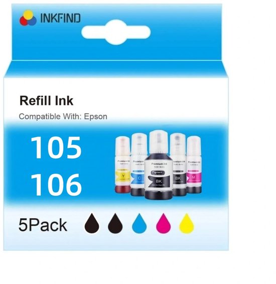 INKFIND 105 106 Ecotank inkt gezicht voor Epson 105/106 Epson105/106 ...