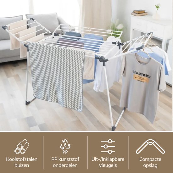 Meisterhome Droogrek - Extra groot, stevig en inklapbaar wasrek - 25 ...