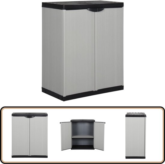 vidaXL Tuinkast - 68x40x85 cm - Grijs en Zwart Tuinkast - Buitenkast ...