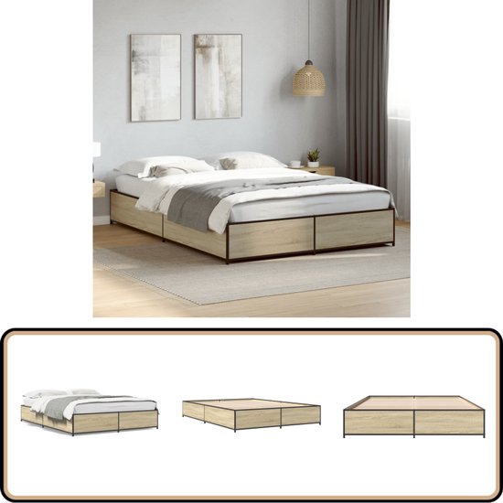 vidaXL Bedframe 120x200 cm - Sonoma Eiken Bedframe - Houten Bed ...