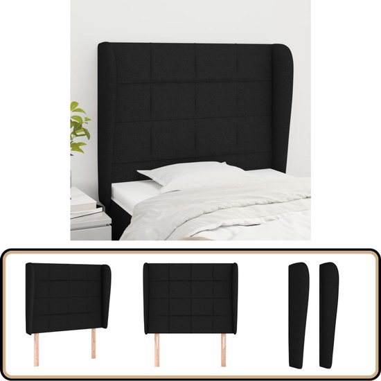 vidaXL Hoofdbord - Zwart - 83x23x118/128 cm - Stof Hoofd Bord - Hoofdkussen -... | bol