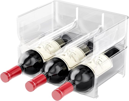 Stapelbaar Flessenrek - Voor 6 Flessen - Transparant - Kunststof - 2 ...