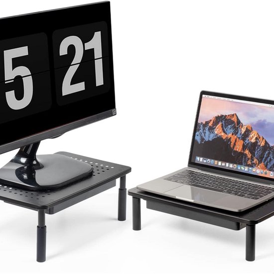 Monitorstandaard met lade in hoogte verstelbaar - Pak van 2 stuks ...