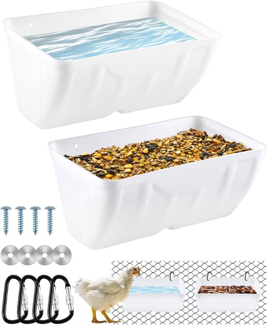 Kip Feeder Trog Set van 2 - Perfect voor Pluimvee, Geiten en Klein Vee ...