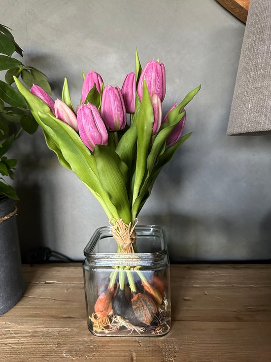Tulpen bos met knollen - Kunstbloemen - Set van 12 - Tulips - Voorjaar ...