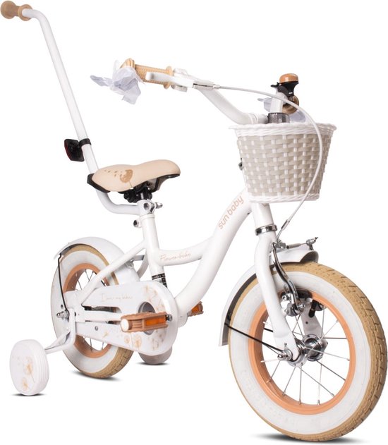 Flower Bike Fiets voor een meisje van 2 tot 4 jaar, 12 inch Wit Beige ...