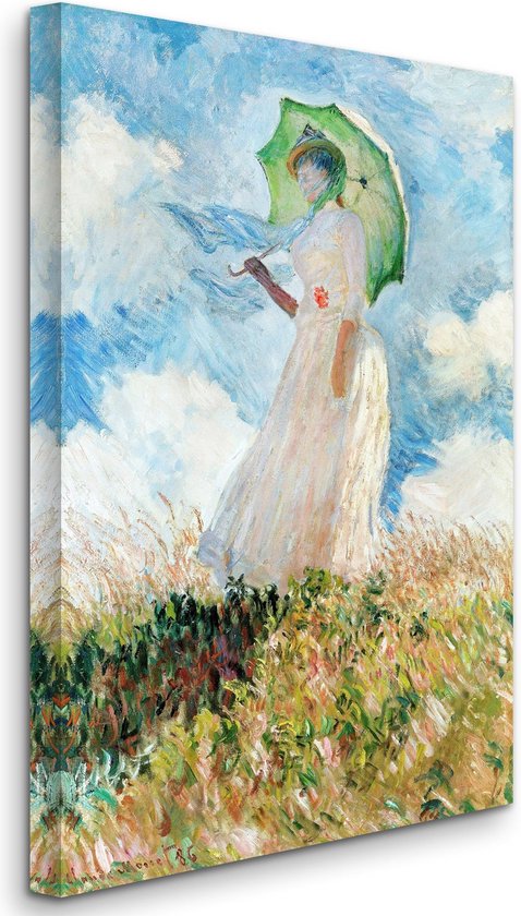 Claude Monet - Study of a Figure Outdoors, Woman with a Parasol, facing ...