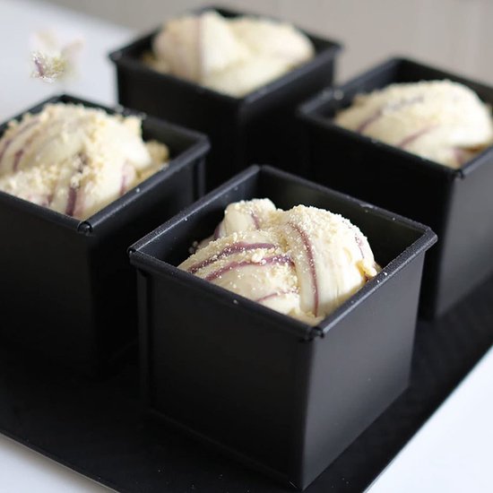 Mini Pullman Loaf Pan with Lid 2 pcs 250g Square Cube Black Toast Mold ...