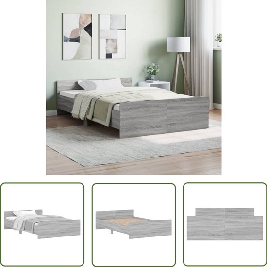 vidaXL Bedframe 120x200 cm Grijs Sonoma Eiken Slaapcomfort - Bed Frame ...