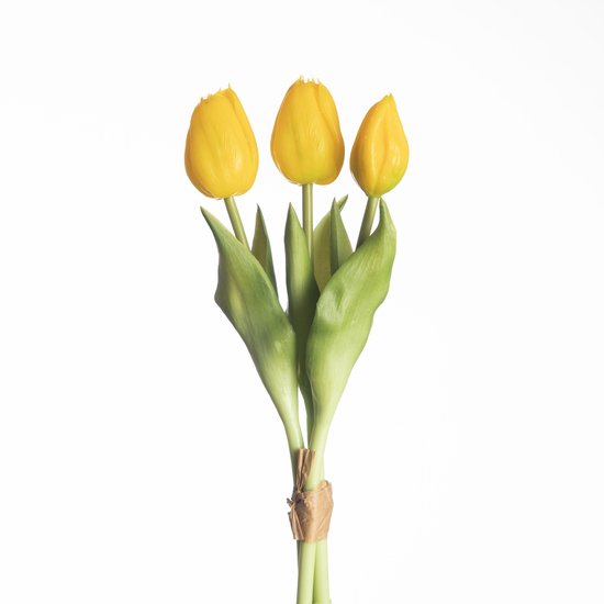 Real Touch Tulip Bundle x3 L30cm Yellow | bol