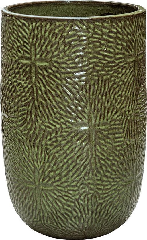 Hoge Pot Marly Green ronde groene bloempot voor binnen en buiten 47x70 ...