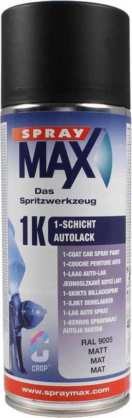 SprayMax 1K Lak Zwart in Spuitbus - Mat | bol
