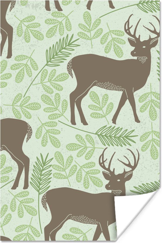 Patroon edelhert 40x60 cm / Bloemen Poster | bol.com