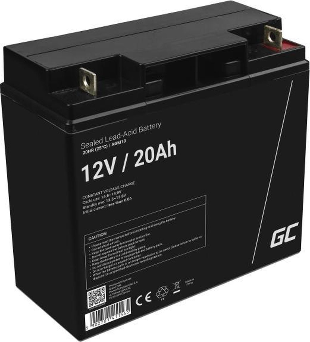bol.com | Green Cell 12V 20Ah (11mm) 20000mAh AGM accu