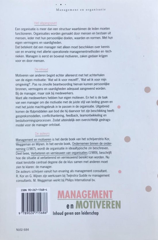 Management en motiveren inhoud geven aan leiderschap | 9789026715686 | Kor | Boeken | bol