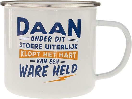 Mok - Top vent - Daan - Geëmailleerd - In cadeauverpakking | bol
